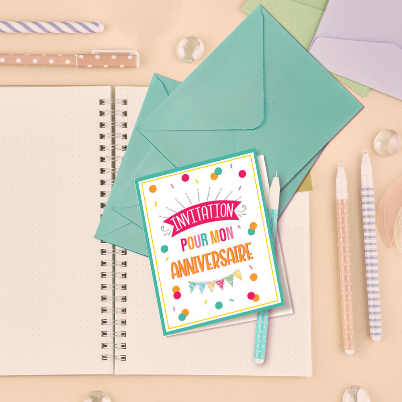 Cartes d'invitation - Anniv Mixte - lot de 6 | Le Géant de la Fête